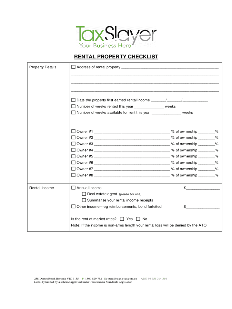 Fillable Online Rental Property profile and days rented - TurboTax ...