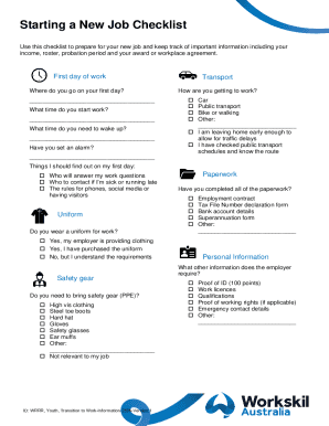 Fillable Online The importance of starting a new job checklist Fax ...
