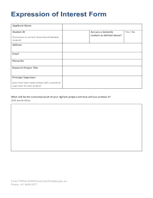 Fillable Online EOI Form UofA Fax Email Print - pdfFiller
