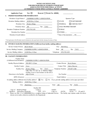 Fillable Online NOTICE OF INTENT (NOI) For Authorization to Discharge ...