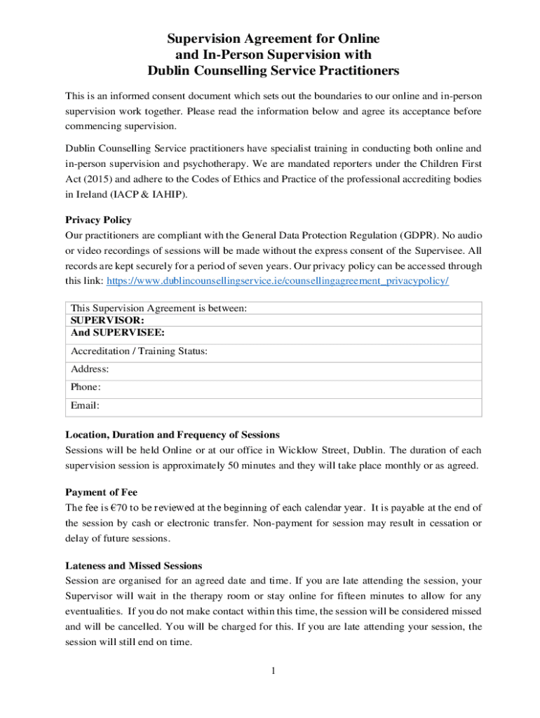 CLINICAL SUPERVISION AGREEMENT: Fill out & sign online | DocHub