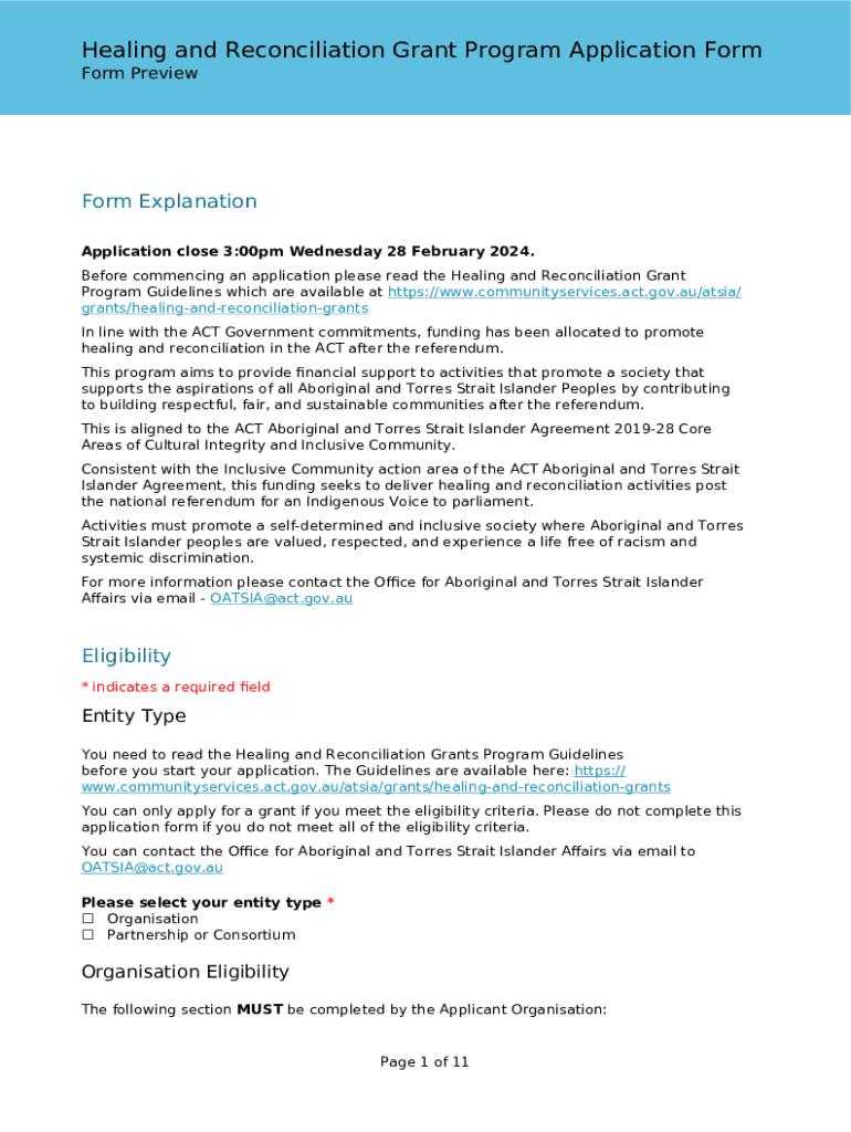 Fillable Online Healing and Reconciliation Grant Program Application Form Fax Email Print ...