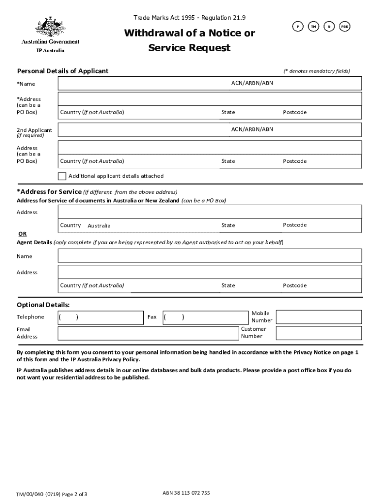 Fillable Online Forms - IP Australia Fax Email Print - pdfFiller