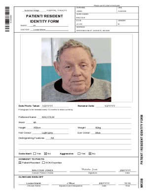 Fillable Online PATIENT/ RESIDENT IDENTITY FORM Fax Email Print - pdfFiller