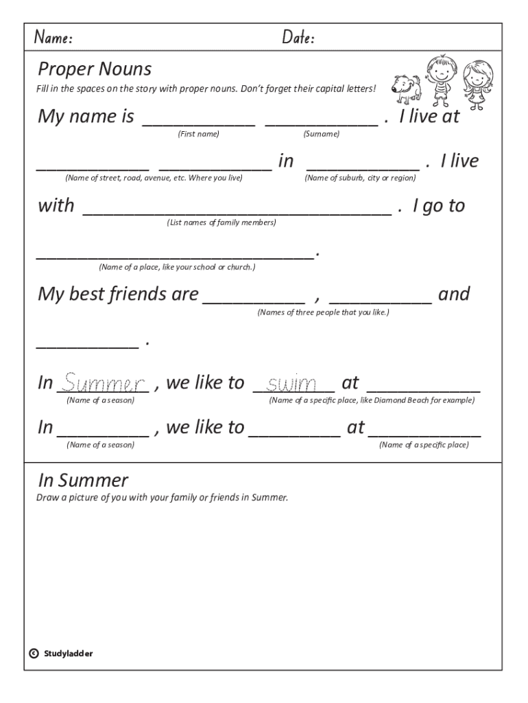 Fillable Online Proper Nouns Worksheet Fax Email Print - pdfFiller