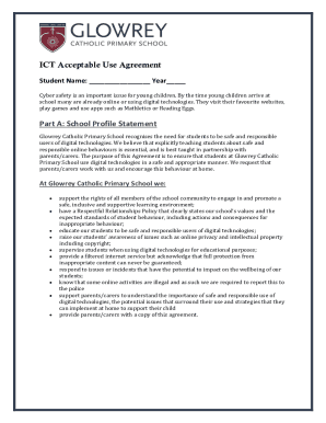 Fillable Online ICT Acceptable Use Agreement Part A Fax Email Print ...