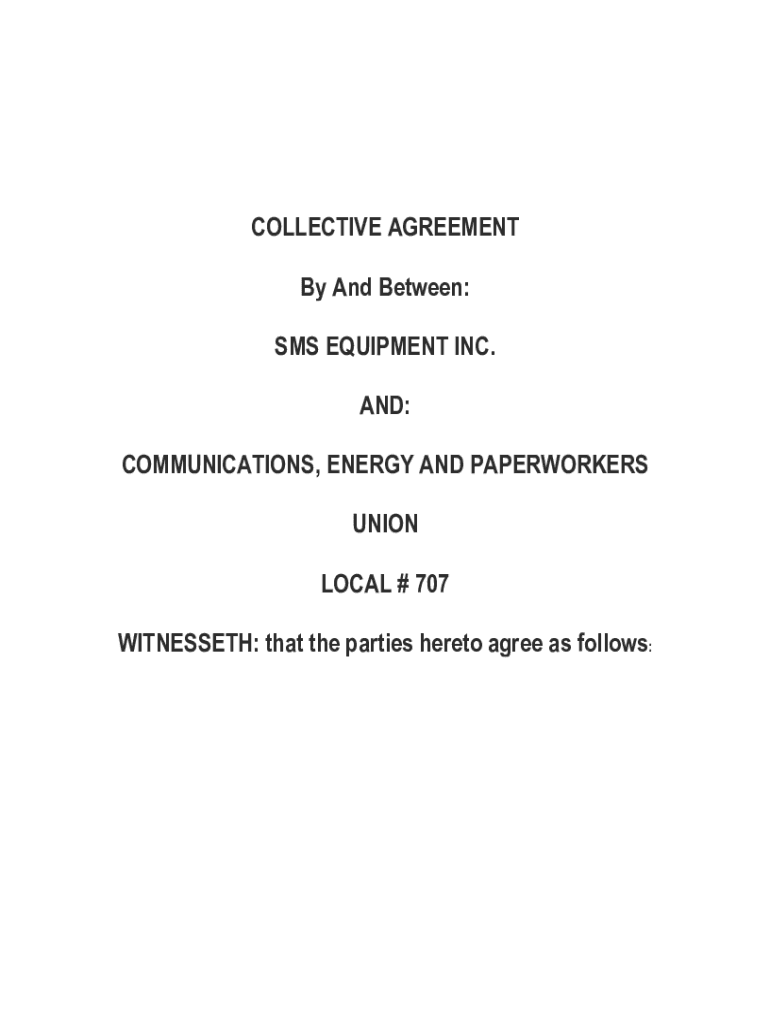 Fillable Online SMS Collective Agreement - Unifor - Local Union Sites ...