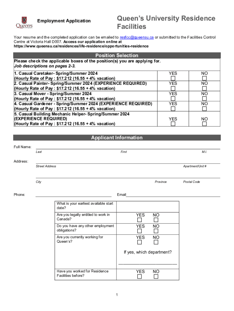 Fillable Online Residence Life & Services Student Staff Hiring Fax Email Print - pdfFiller