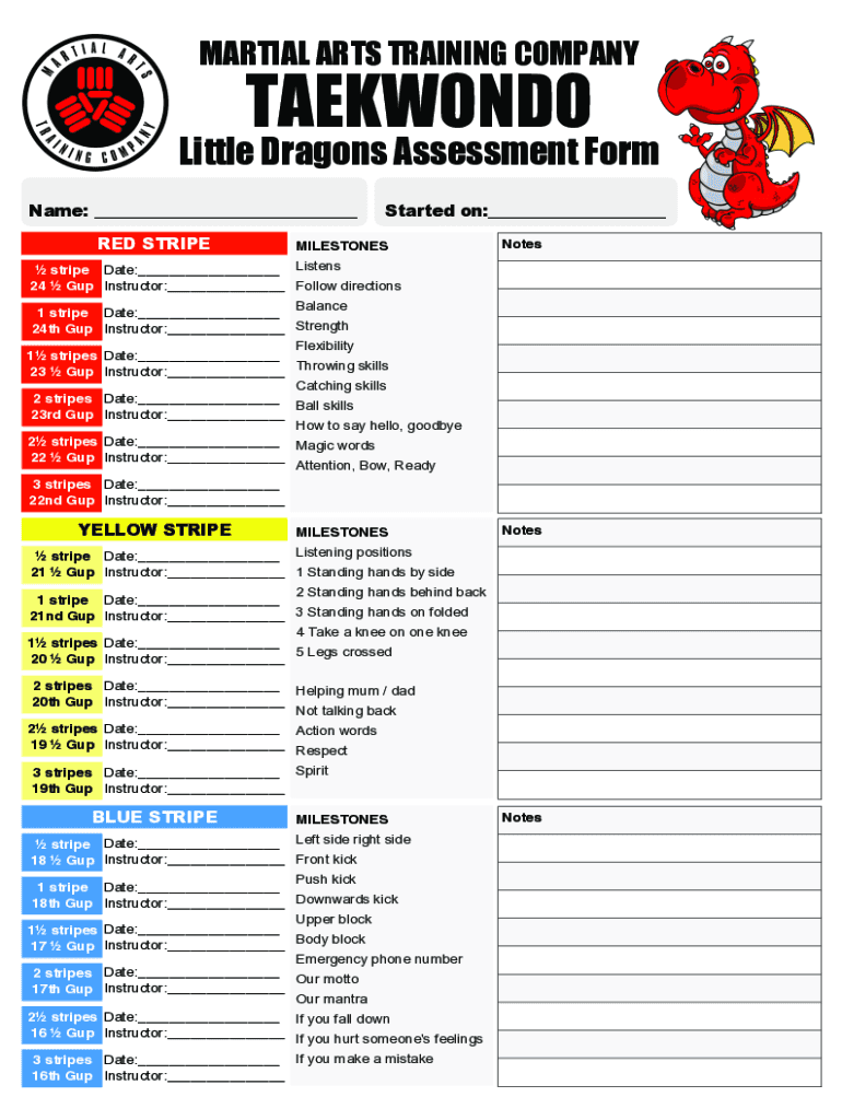 Fillable Online Martial Arts Training Company - Taekwondo Student Guide Fax Email Print - pdfFiller