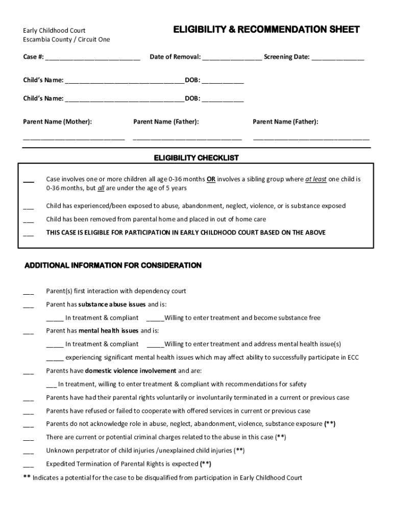 Fillable Online ELIGIBILITY & RECOMMENDATION SHEET Fax Email Print ...