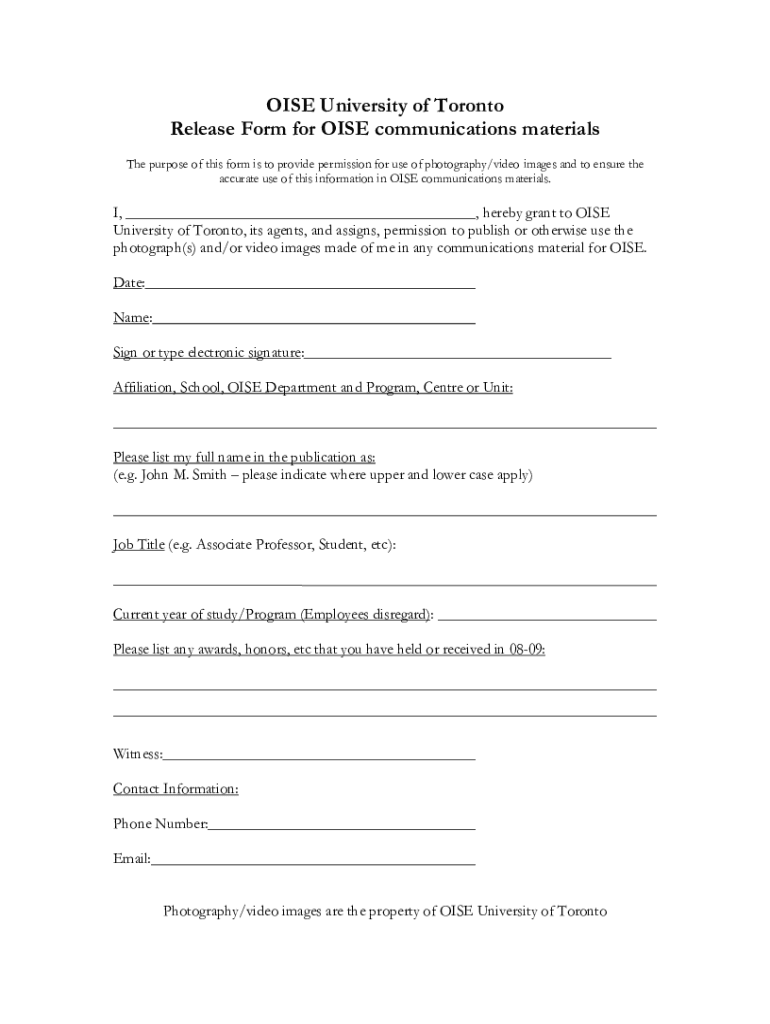 Fillable Online OISE University of Toronto Fax Email Print - pdfFiller