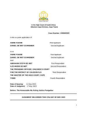 Fillable Online Motion. Ex parte application of Daniel Pierre Fourie ...