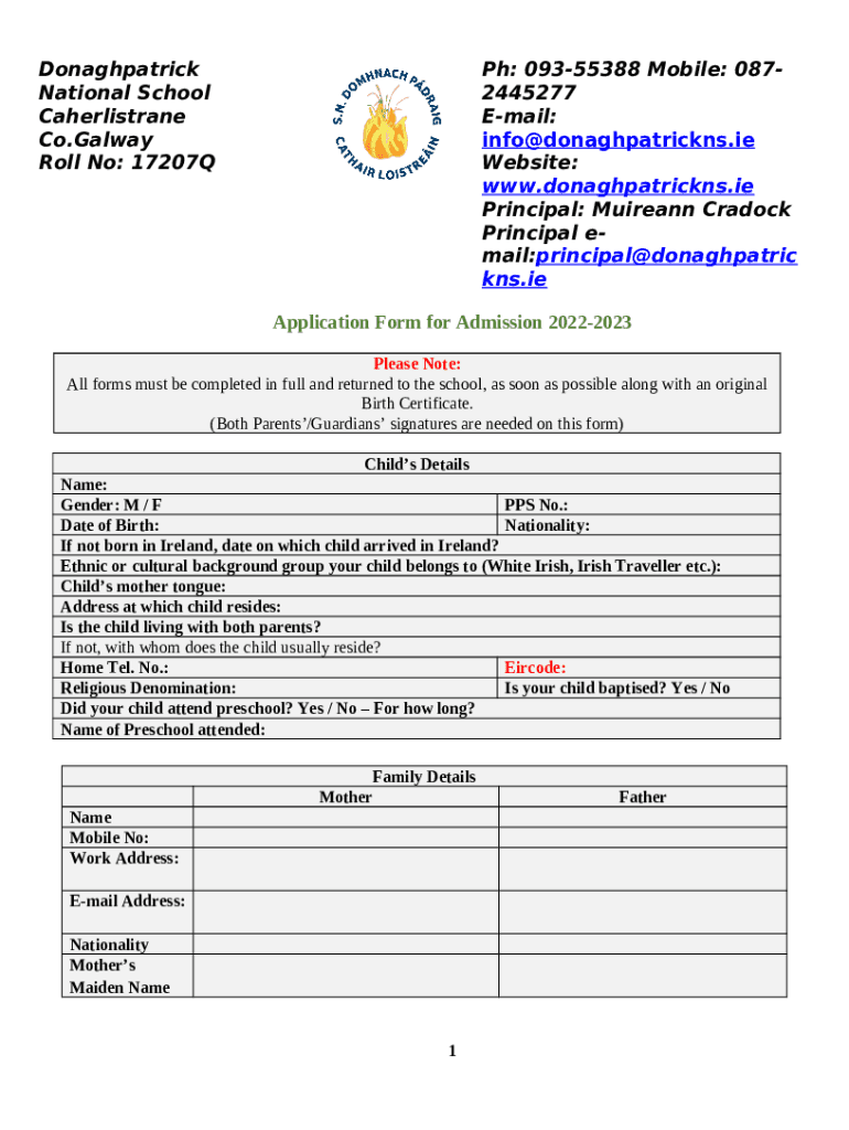Donaghpatrick N.S Doc Template | pdfFiller