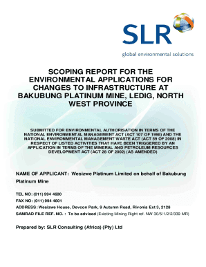 Fillable Online 08 Bakubung Platinum Mine Scoping Report no appendices ...