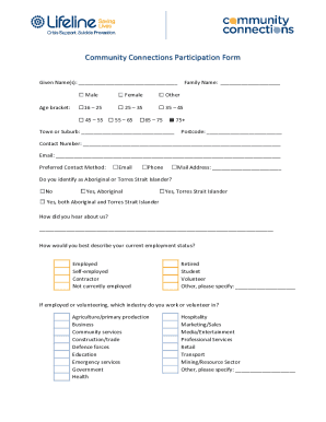 Fillable Online Community Connections Participation Form Fax Email ...