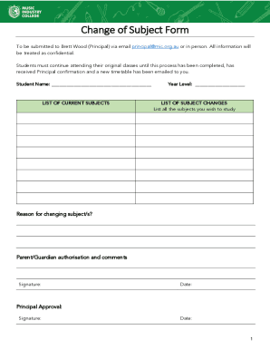 Fillable Online SUBJECT CHANGE FORM.docx Fax Email Print - pdfFiller