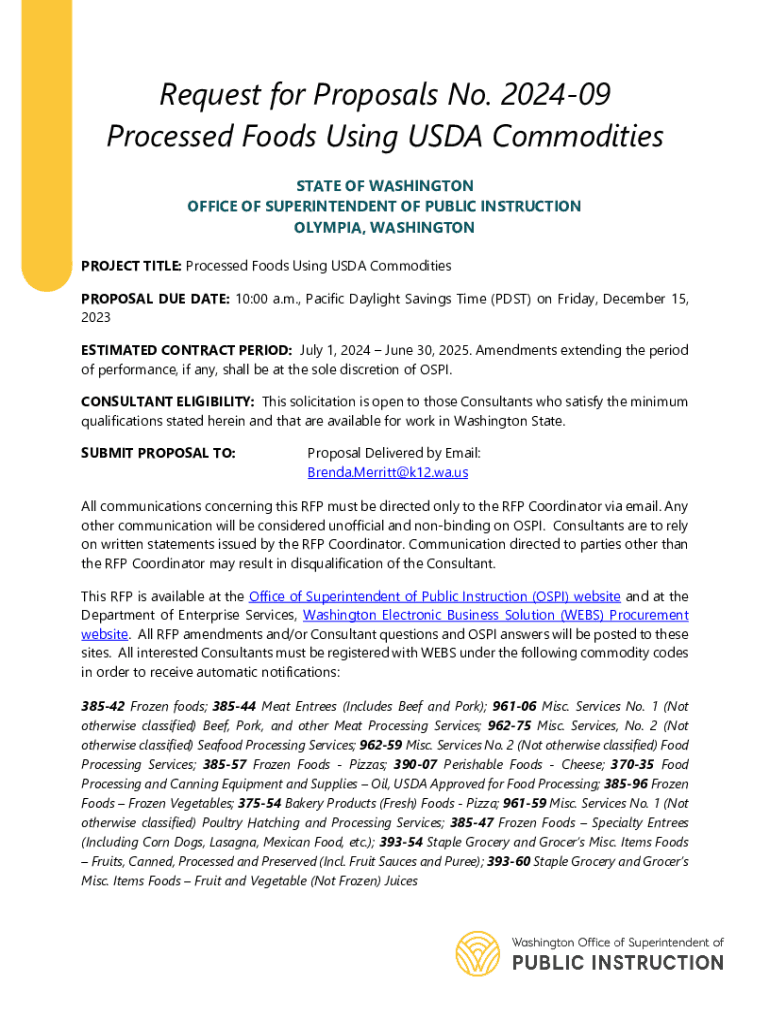 Fillable Online PROJECT TITLE: Processed Foods Using USDA Commodities ...