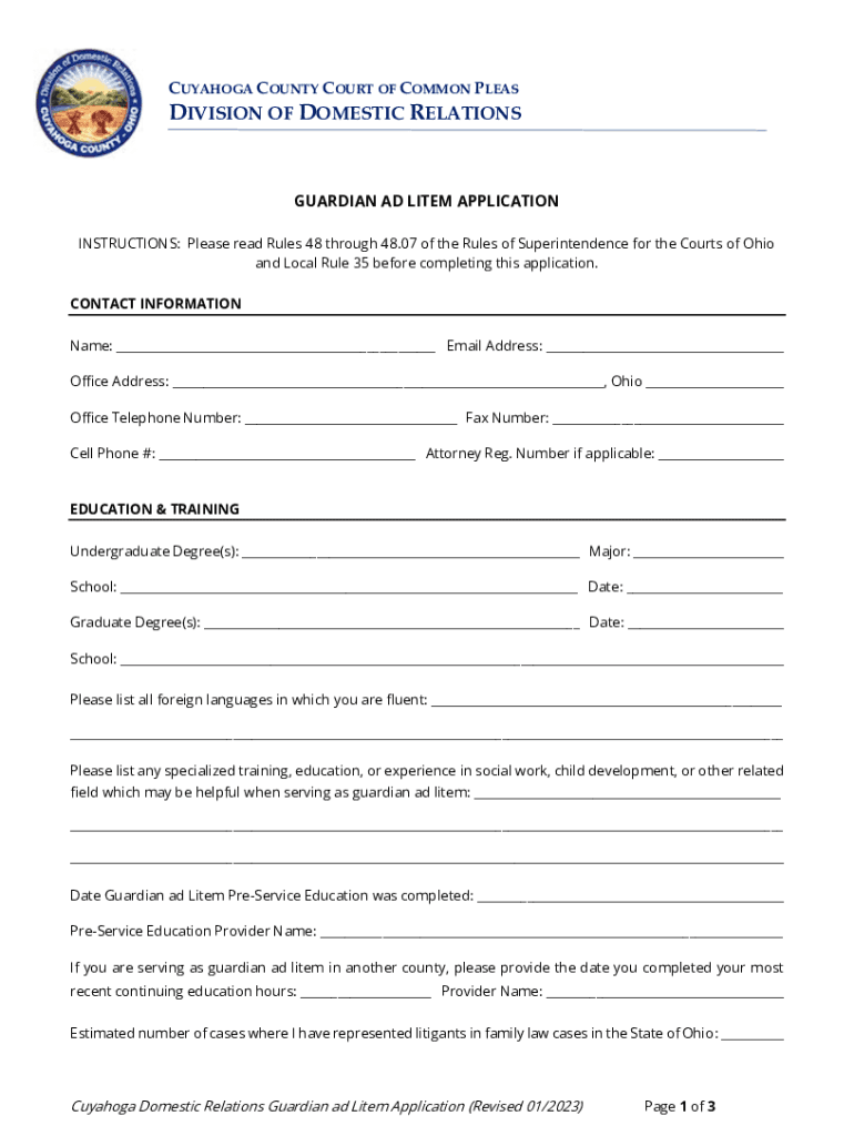 Fillable Online domestic cuyahogacounty RULE 48. Application. Sup.R. 48 ...
