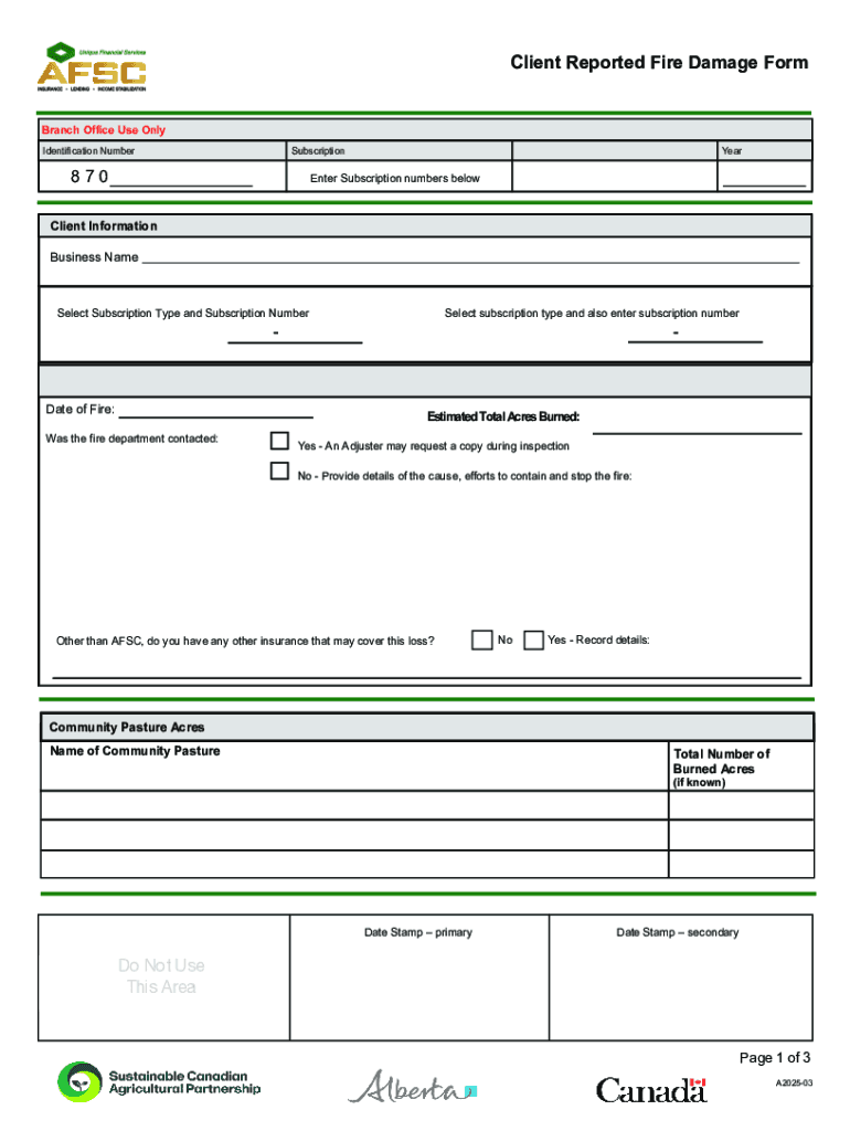 Fillable Online Client Reported Fire Damage Form Fax Email Print - pdfFiller