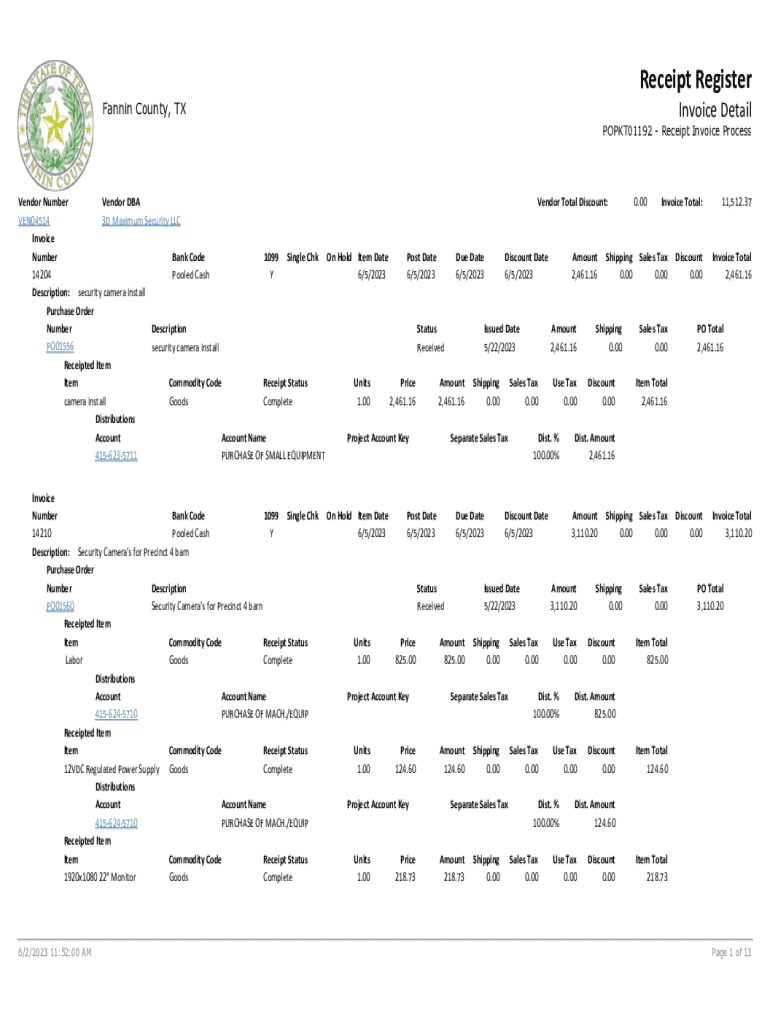 Fillable Online Payable Register - Fannin County Fax Email Print ...