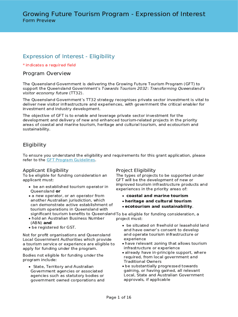 Fillable Online Submit your EOI for the Growing future tourism program ...