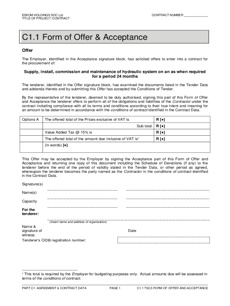 Fillable Online The Employer, identified in the Acceptance signature ...