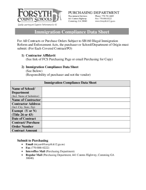 Fillable Online Immigration Compliance Data Sheet Fax Email Print ...
