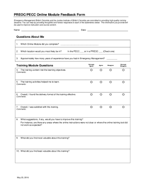 Fillable Online PREOC/PECC Online Module Feedback Form Fax Email Print ...