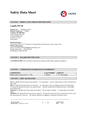 Fillable Online SAFETY DATA SHEET WF68 OIL Fax Email Print - pdfFiller