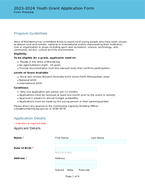 Fillable Online 2023-2024 Youth Grant Application Form Fax Email Print ...