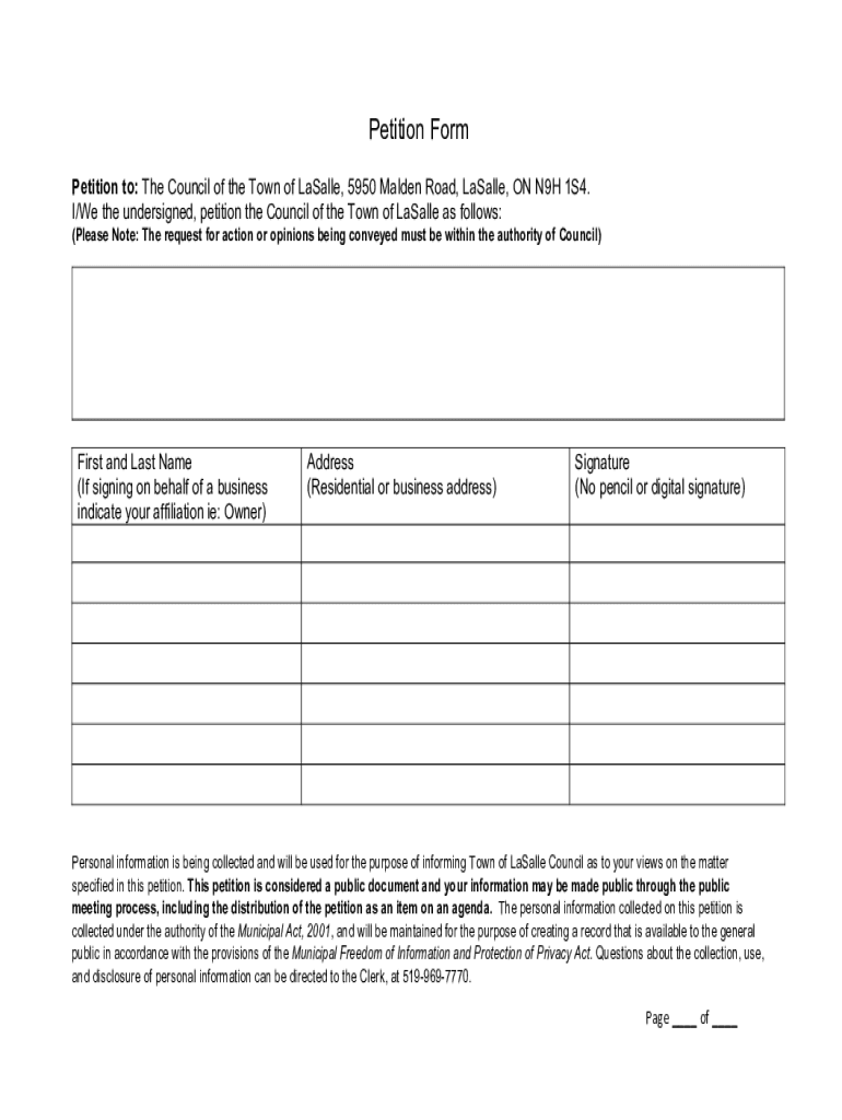 Fillable Online Petition Template Instructions - Washington Secretary of State Fax Email Print ...