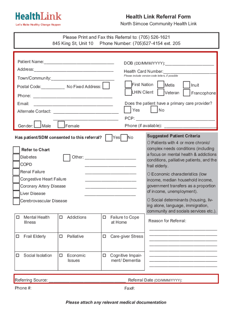 Fillable Online nsmhealthline.ca: Health Services for North Simcoe Muskoka Fax Email Print ...