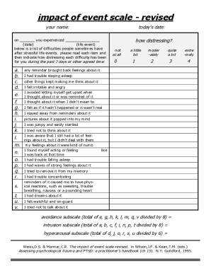 Fillable Online IMPACT OF EVENT SCALE-REVISED Daniel S. Weiss, ... Fax ...