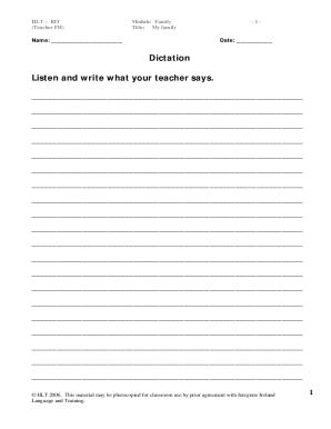 Fillable Online Dictation Listen and write what your teacher says. Fax ...