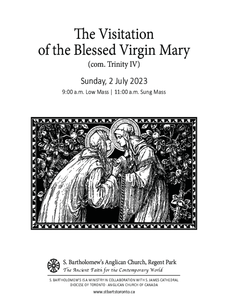 Fillable Online The Visitation of the Blessed Virgin Mary Fax Email ...