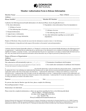 Fillable Online Member Authorization Form to Release Information ...