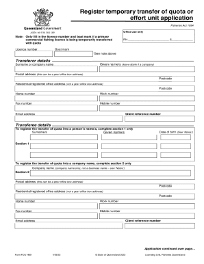 Fillable Online Register temporary transfer of quota or effort unit ...