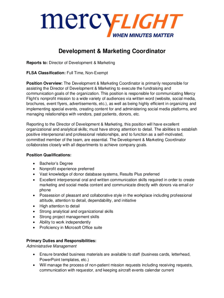 Fillable Online Job Title Environmental Health Coordinator Reports To ...