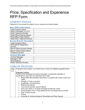 Fillable Online Design & Build Price, Specification and Experience RFP ...