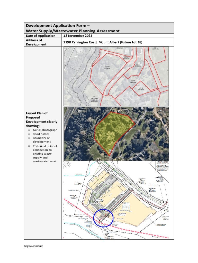 Fillable Online Development Application Form Water Supply/Wastewater ...