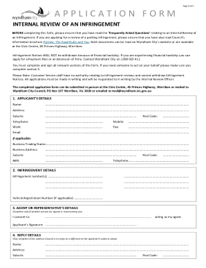 Fillable Online Infringement Internal Review Application Form Fax Email Print - pdfFiller