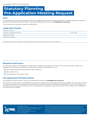 Fillable Online HCC - Statutory Planning Pre-application Meeting ...