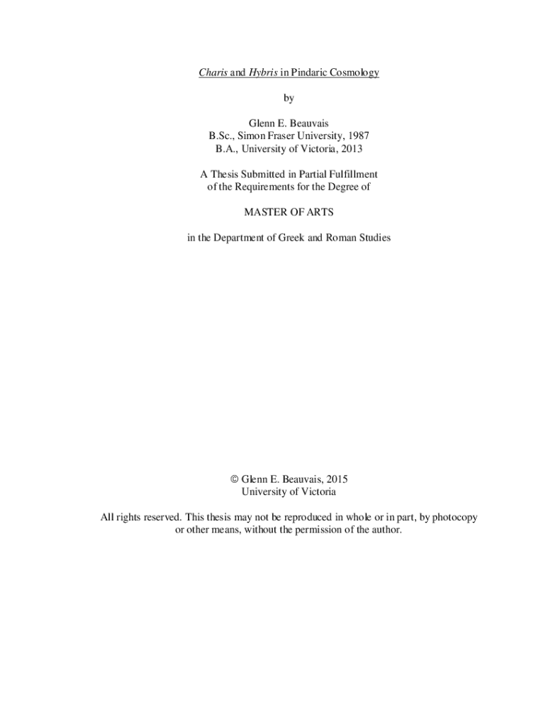 Fillable Online Charis and Hybris in Pindaric Cosmology - bac-lac.gc.ca ...