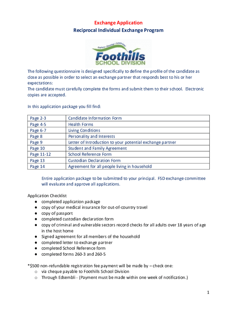 Fillable Online Reciprocal Individual Exchange Program Fax Email Print ...
