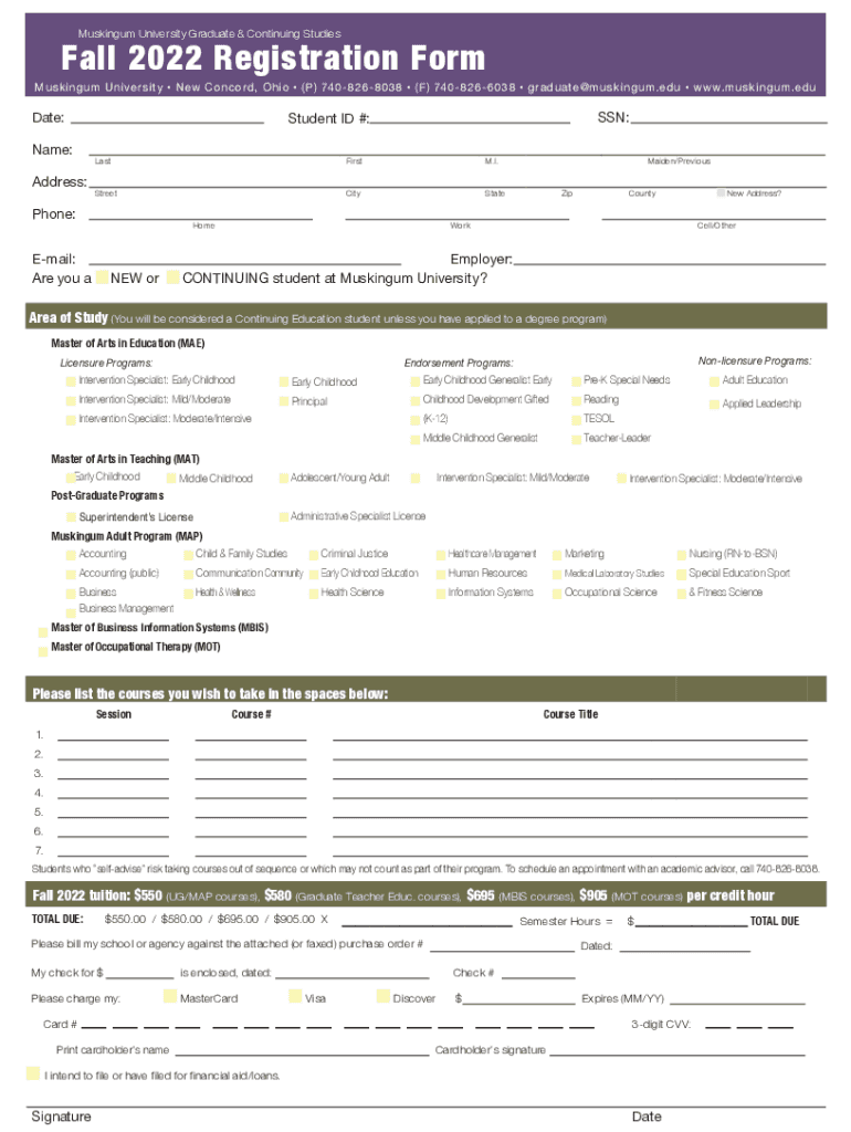 Fillable Online Fall 2022 Registration Form Fax Email Print - pdfFiller