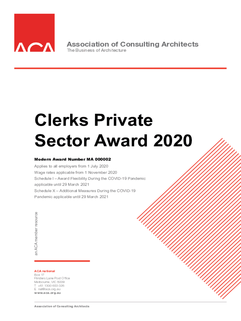 Fillable Online aca org Clerks Private Sector Award MA000002 Fax Email ...