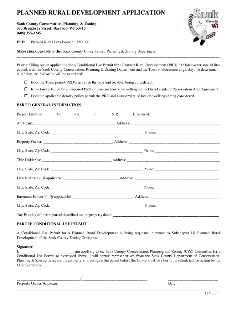 Fillable Online CONDITIONAL USE APPLICATION Siting and Construction of ... Fax Email Print ...