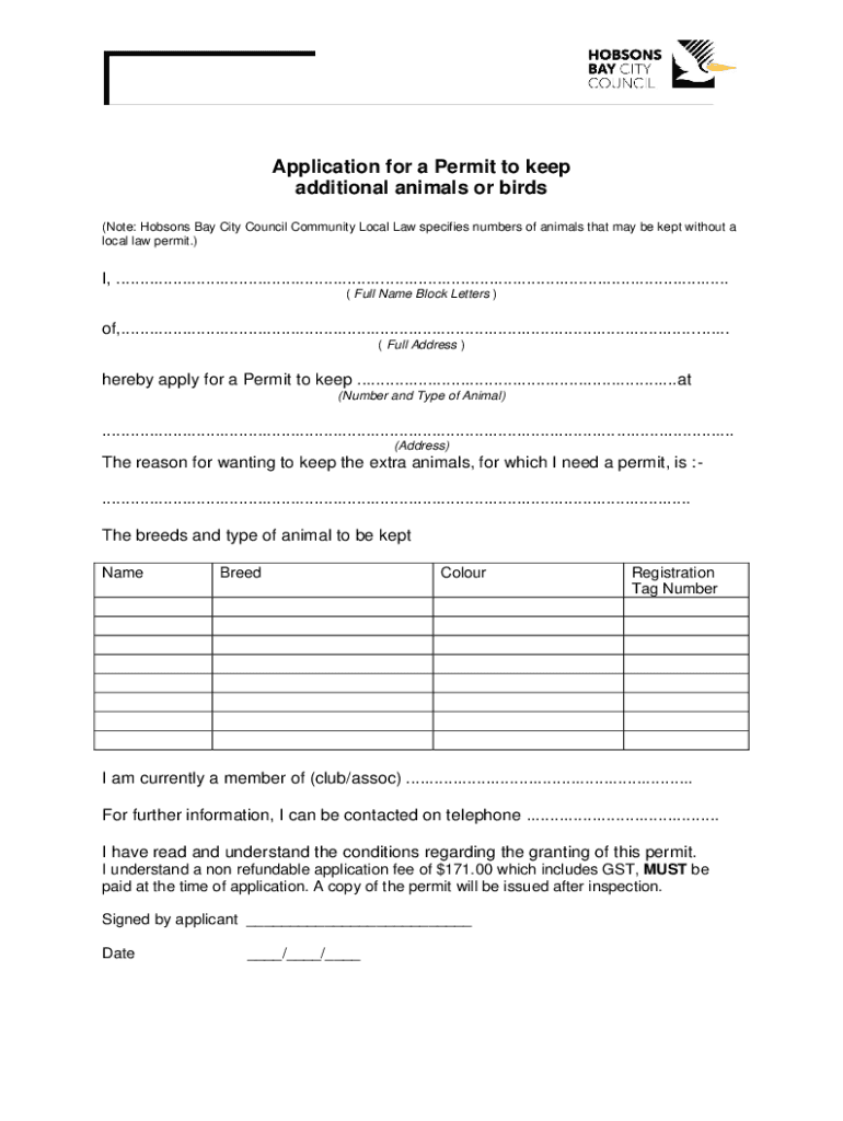 Fillable Online Application form - Permit to keep Fax Email Print ...