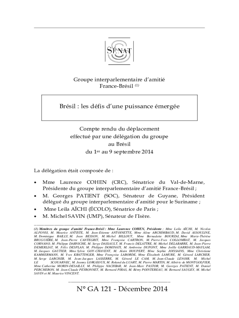 Remplissable En Ligne Prsentation de la dlgation pour les relations avec la ... Fax Email ...