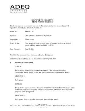 Fillable Online RESPONSE TO COMMENTS AND FINAL PERMIT DECISION ... Fax ...